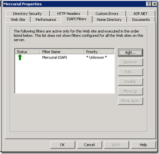 Partial Class: Setting up a Mercurial server on Win2k3 / IIS 6.0